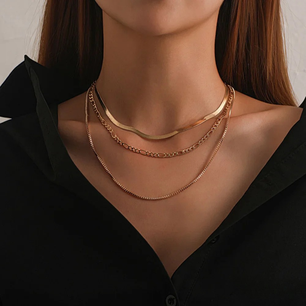 Vintage Gold 3-Piece Layered Necklace – Valentina Birch